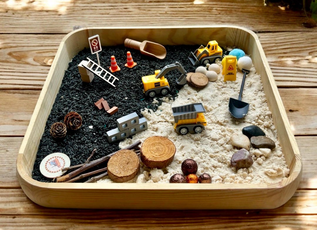 Construction Pour and Play Kit, Construction Kit, Tractor, Sensory Kit ...