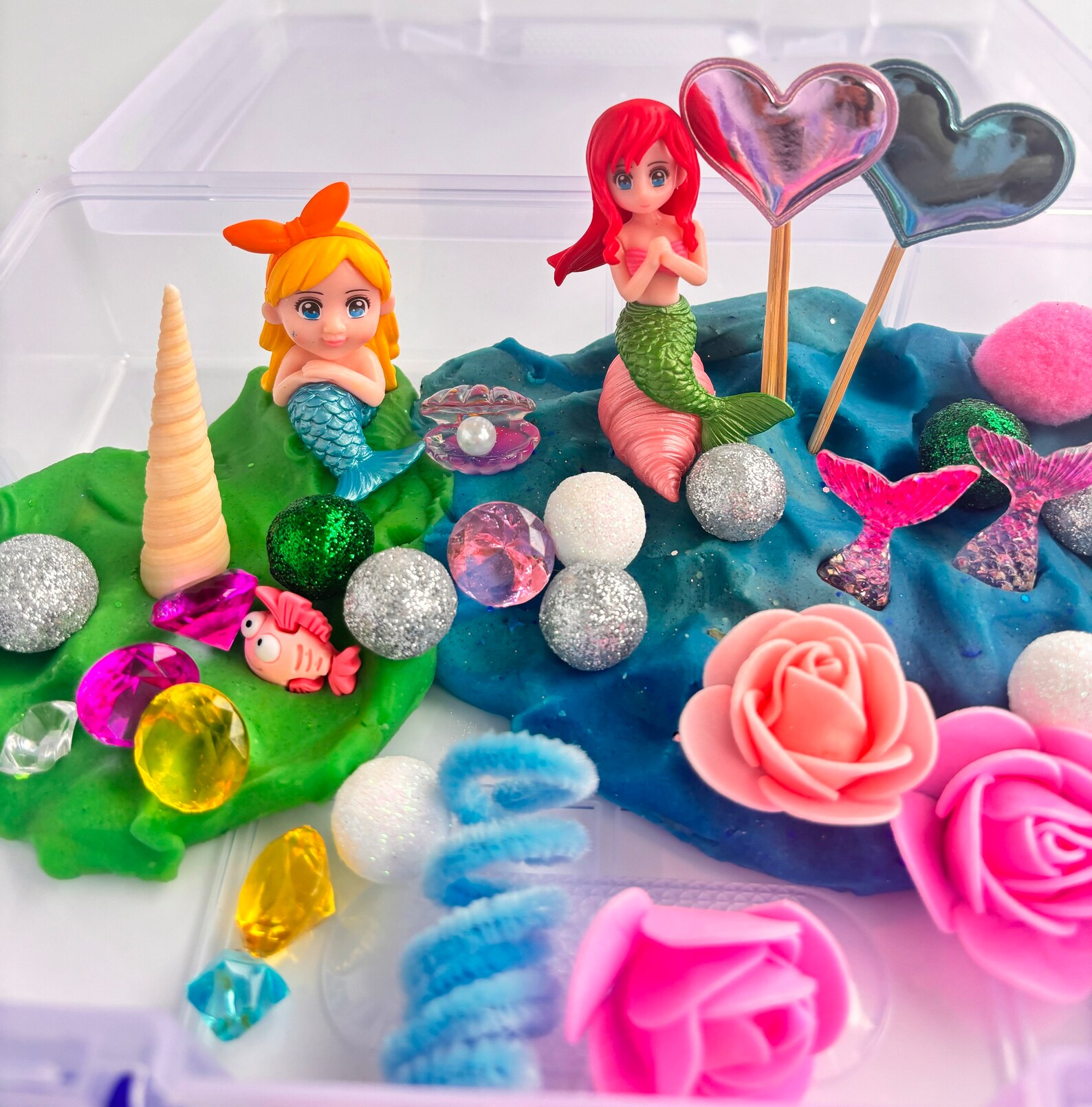 Mermaid Magic Play Dough Box , Play Dough Mat, Mermaid Kit, Sensory Kit ...