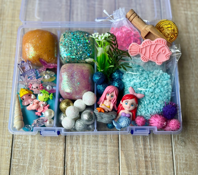 Mermaid Pour and Play, Play-doh Kit Busy Box, Sensory Kit, Kids ...