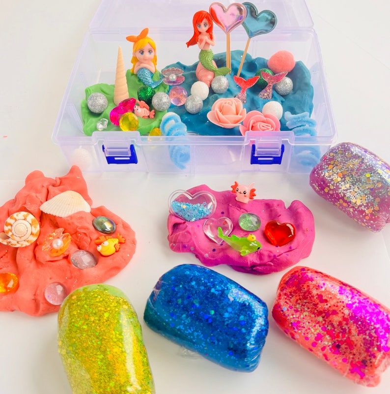 Mermaid Magic Play Dough Box , Play Dough Mat, Mermaid Kit, Sensory Kit ...
