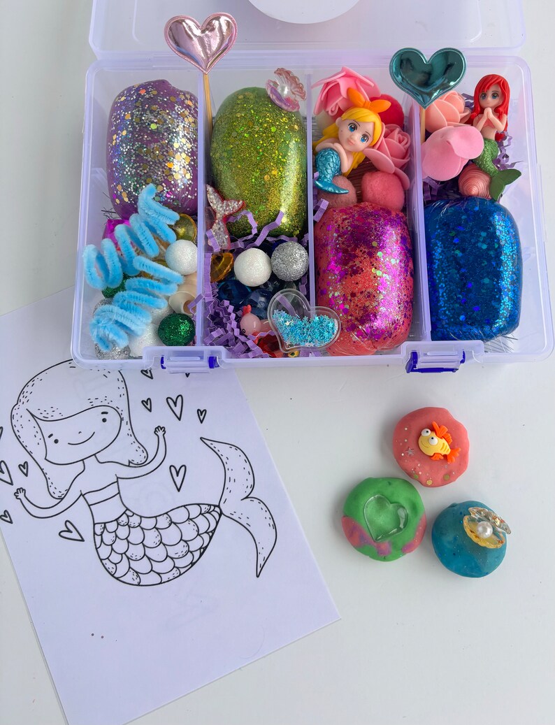 Mermaid Magic Play Dough Box , Play Dough Mat, Mermaid Kit, Sensory Kit ...