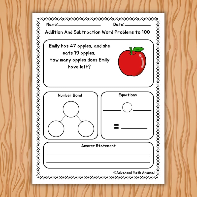 Addition and Subtraction Word Problems Within 100 Worksheets 2nd Grade ...