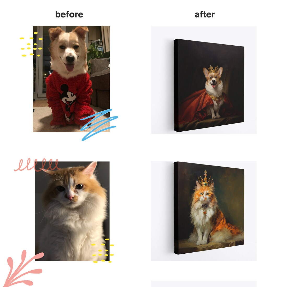 Digital Custom Pet Portraits Using Pet Photos, Digital Pet Portrait ...