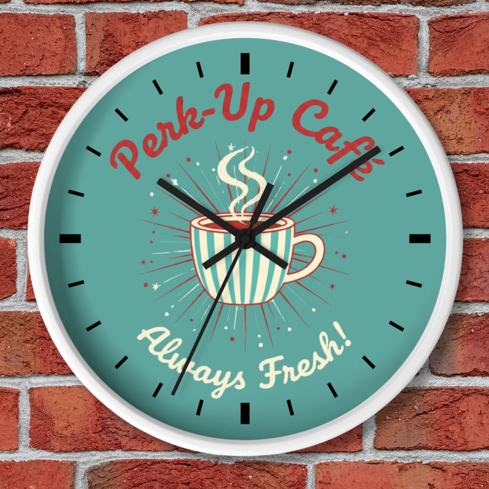 Retro Diner Coffee Wall Clock - Vintage Kitchen Decor, Restaurant ...