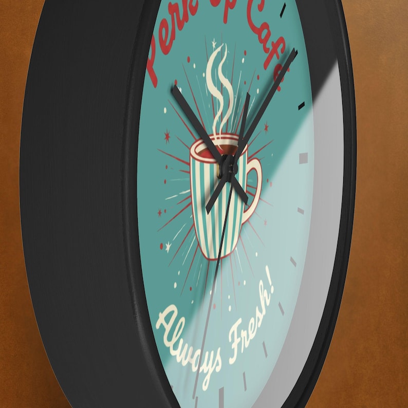 Retro Diner Coffee Wall Clock - Vintage Kitchen Decor, Restaurant ...