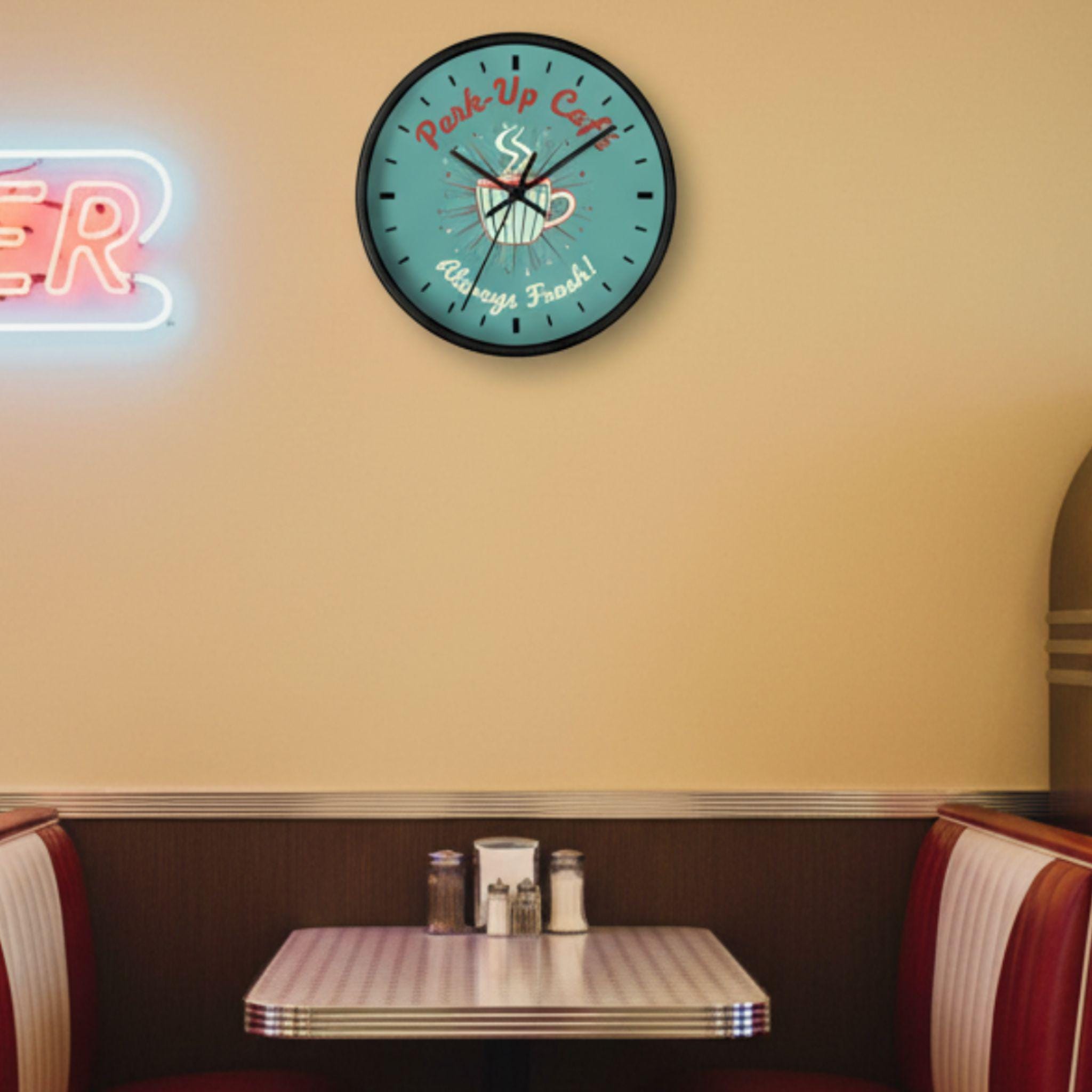 Retro Diner Coffee Wall Clock - Vintage Kitchen Decor, Restaurant ...