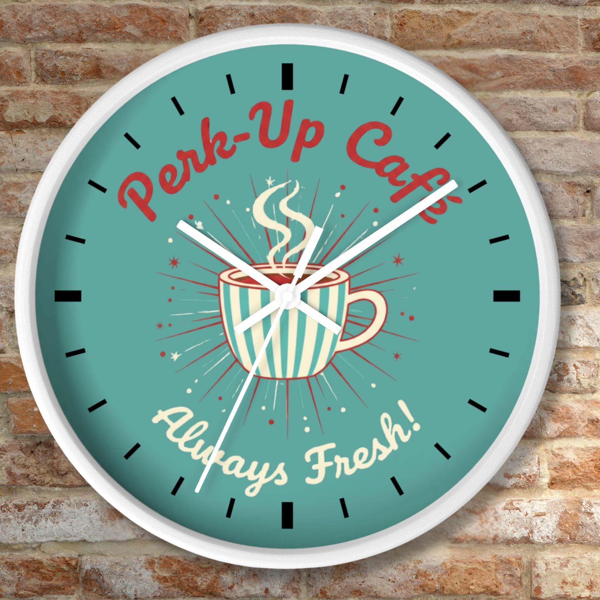 Retro Diner Coffee Wall Clock - Vintage Kitchen Decor, Restaurant ...