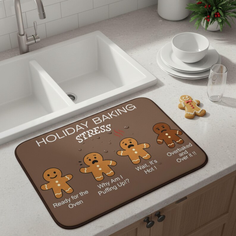 Kitchen Mat, Gingerbread Man Dish Drying Pad, Dish Drainer, Gift for ...