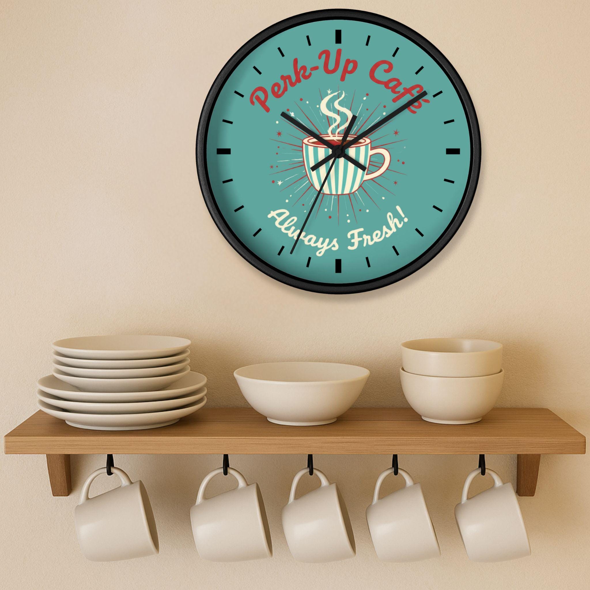 Retro Diner Coffee Wall Clock - Vintage Kitchen Decor, Restaurant ...