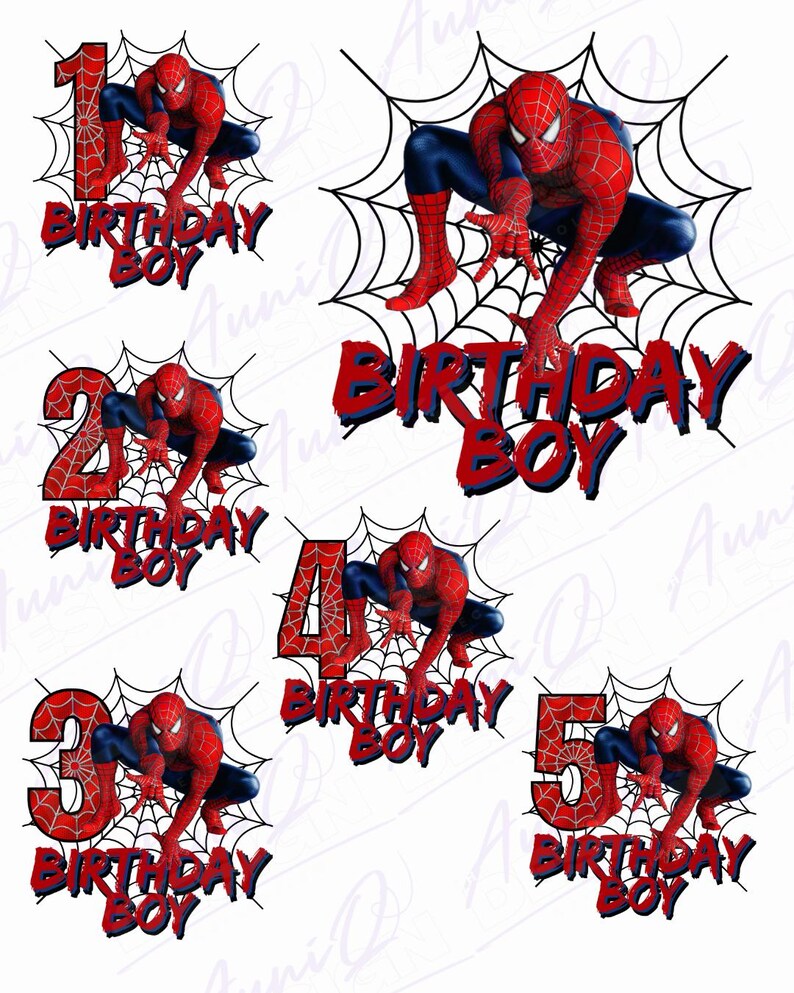 Spider Man Birthday Png,blue, Red, Png,digital, DTF - Etsy