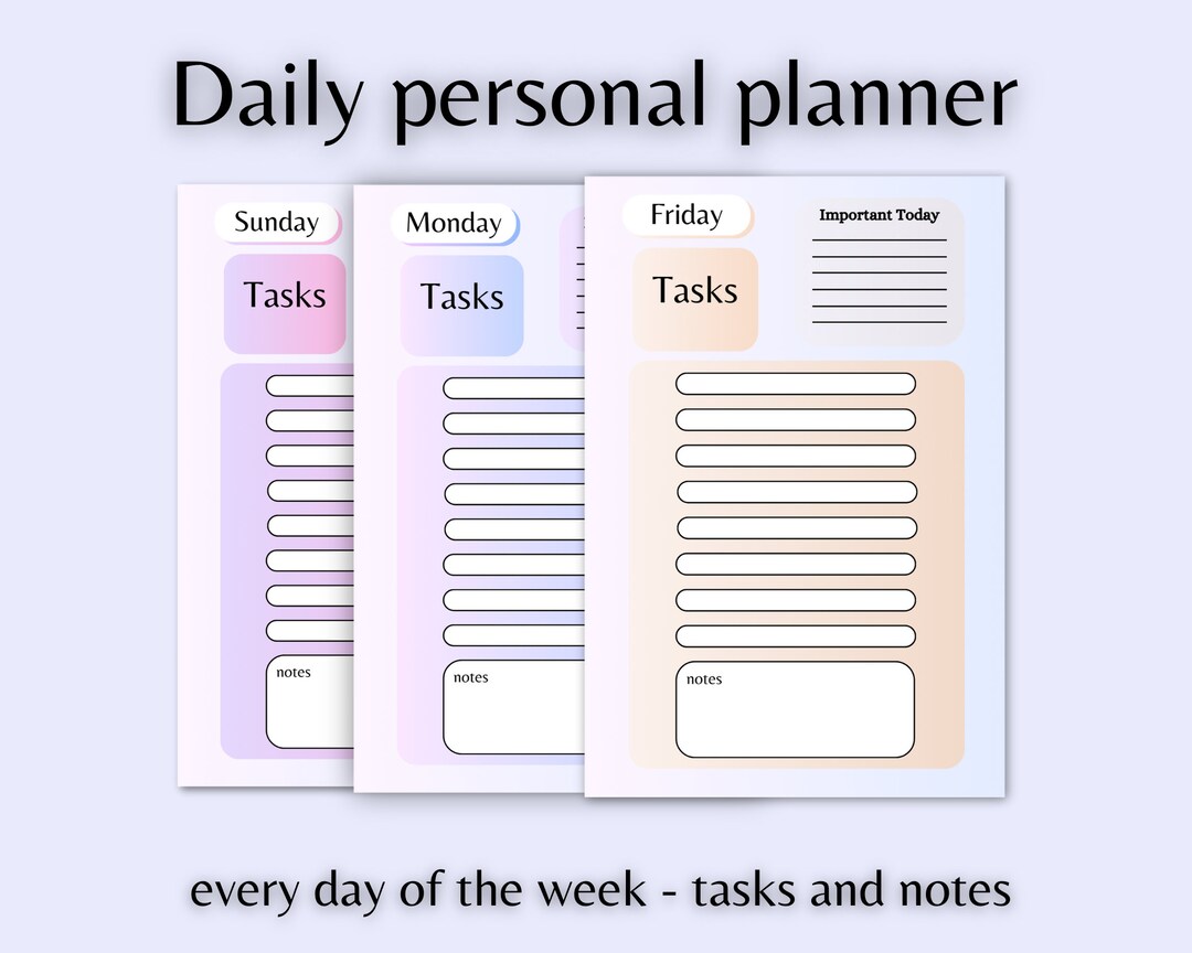 Personal Daily Planner Template - Digital Template - Print Ready PDF ...
