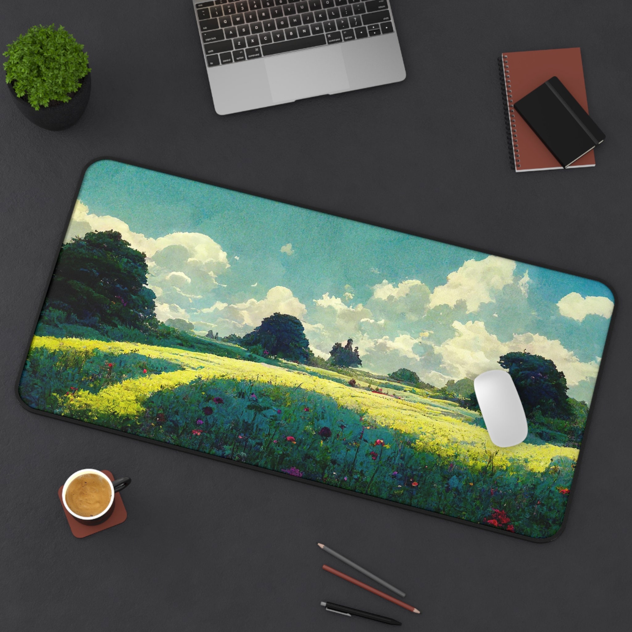 Dreamscape Art Inspired by Studio Ghibli Mousepad Desk Mat With a Green ...