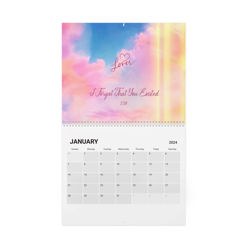 2024 Calendar Taylor Swift's Lover Album Cover Art Inspired With a Pink ...