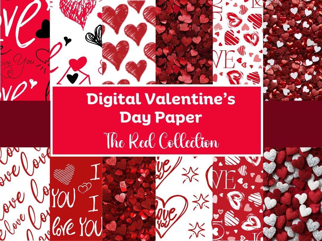 Valentine's Day Digital Paper, the Red Collection Bundle - Etsy