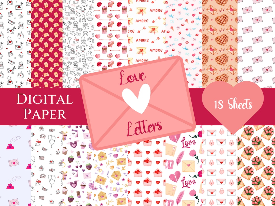 Valentine's Day Digital Paper - Love Letters Collection - Etsy