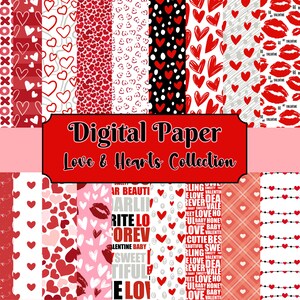 Digital Paper | PNG | JPG | Love & Hearts Collection - Etsy