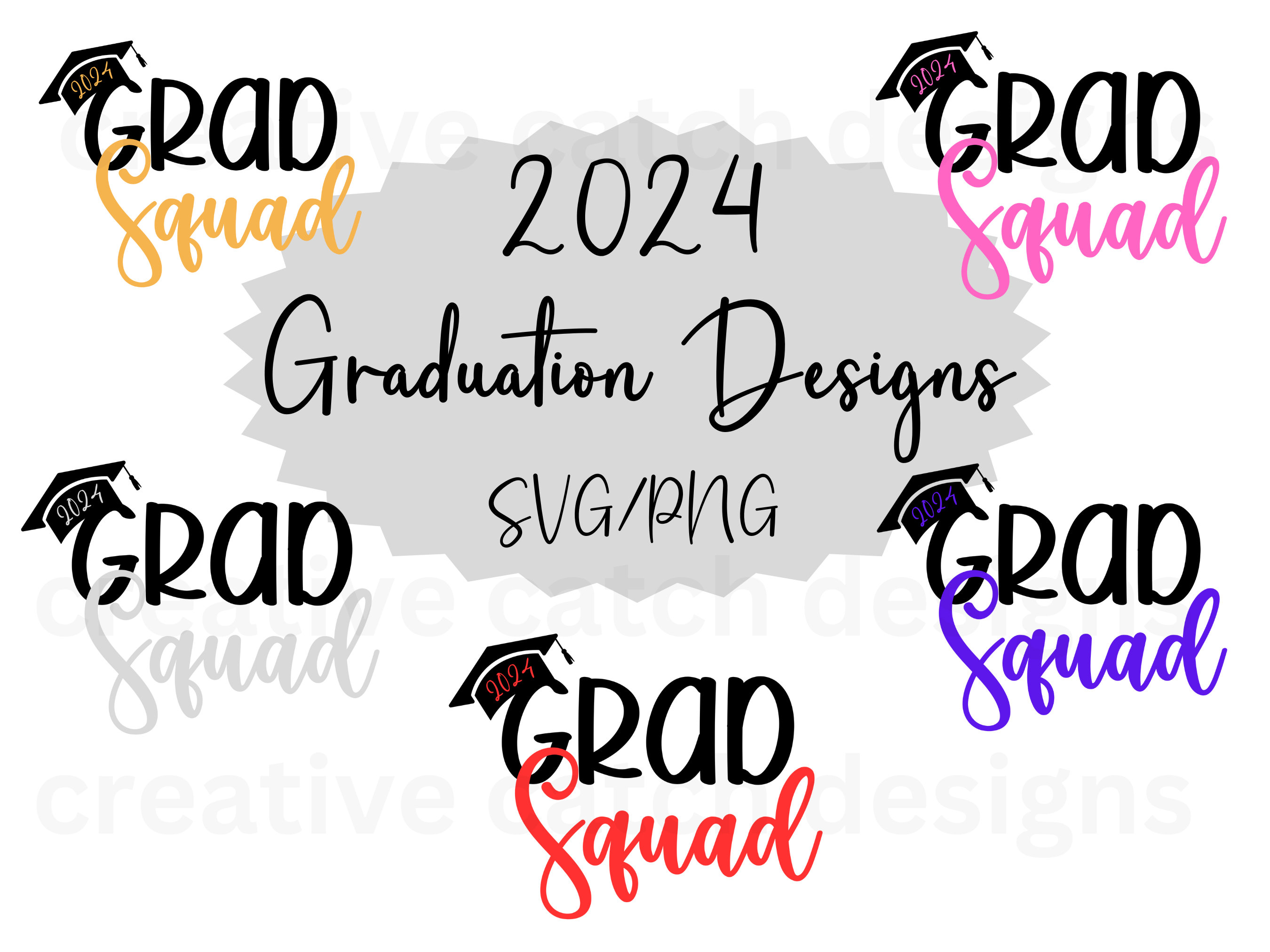 Graduation SVG, PNG, Grad Squad Designs for T-shirts, 2024 Graduate ...