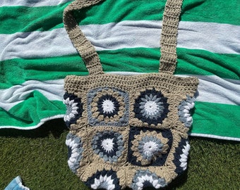 Granny Square Crochet Tote Bag - Etsy