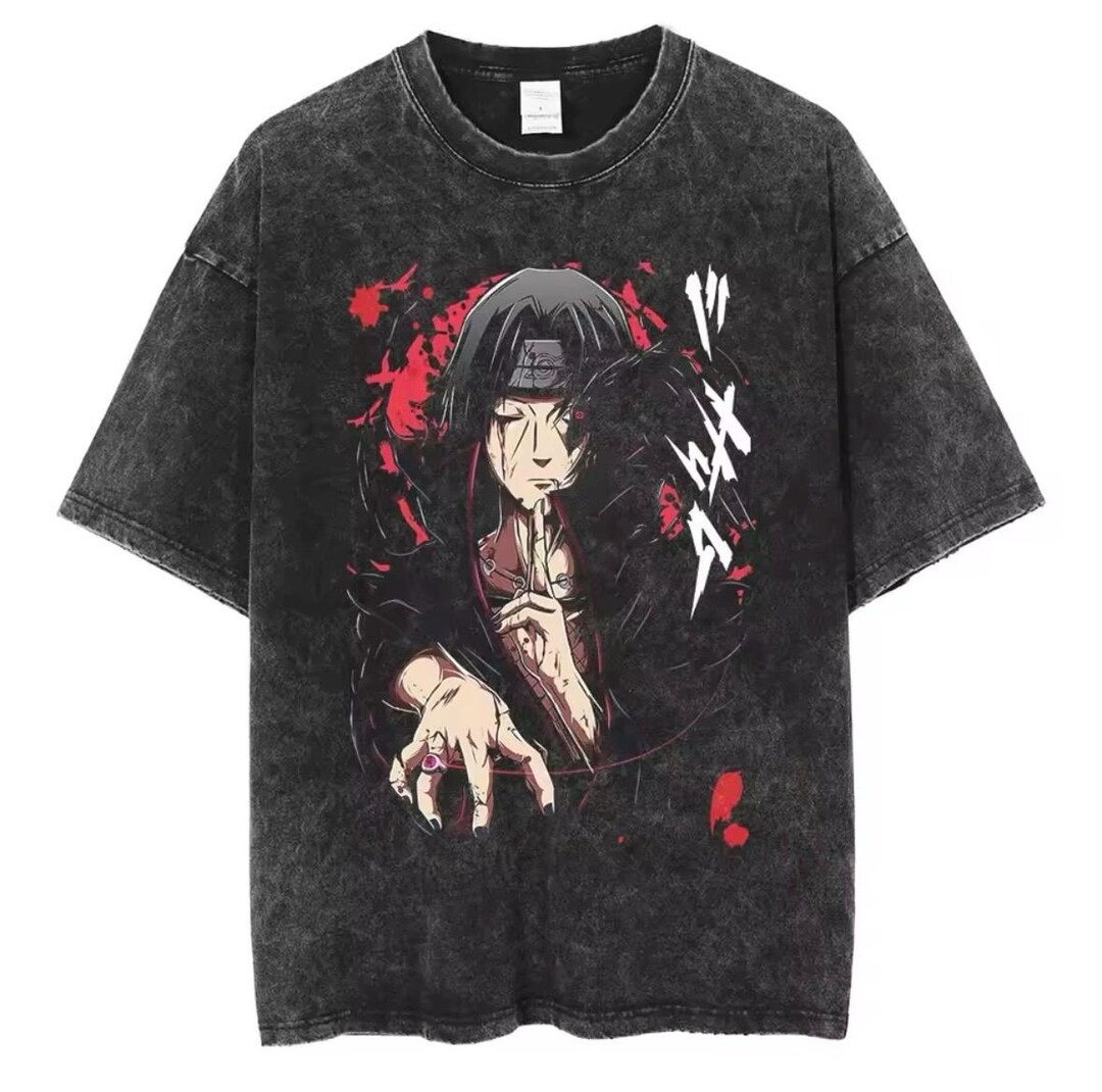 Vintage Itachi Uchiha Oversized T-shirt - Anime Streetwear | Black ...