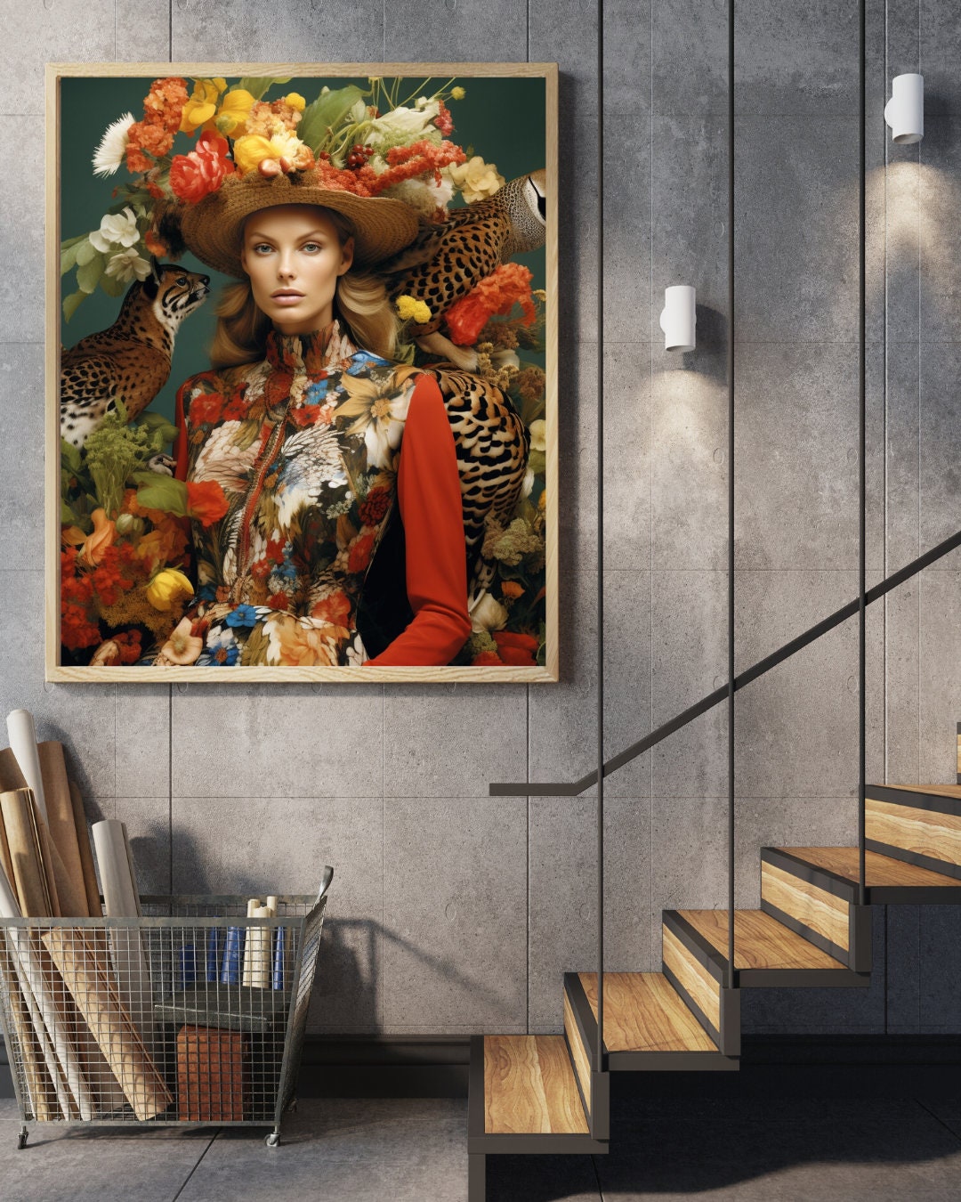 Flower Lady Printable Digital Art Nature Flower Brunch Lady Wall Art ...