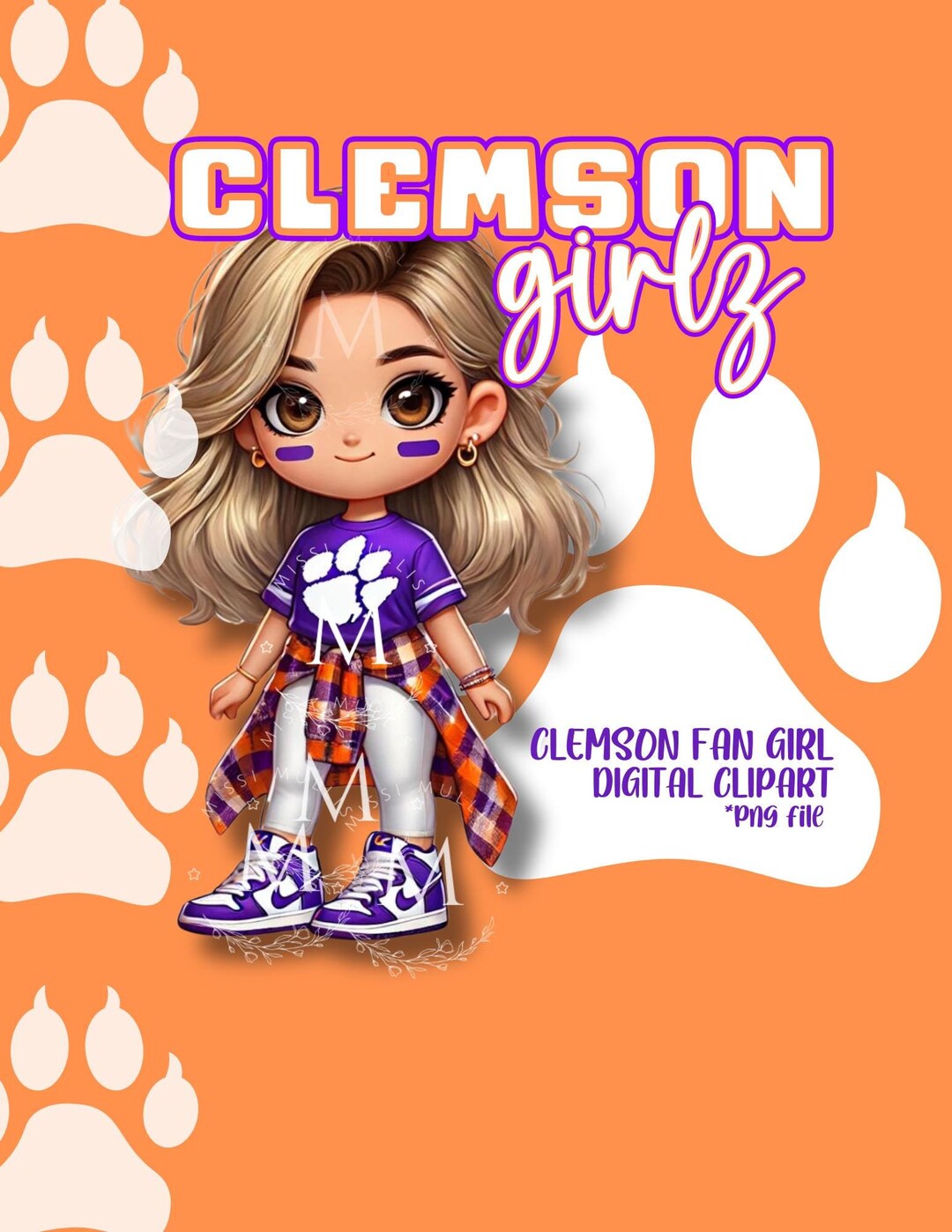 Clemson Tiger Fans Chibi Cartoon Clipart Clemson Tiger Team Spirit ...