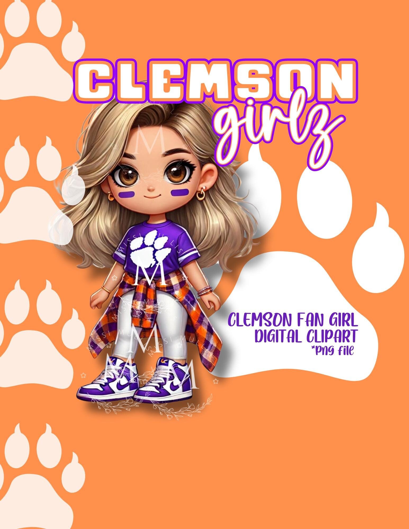 Clemson Tiger Fans Chibi Cartoon Clipart Clemson Tiger Team Spirit ...