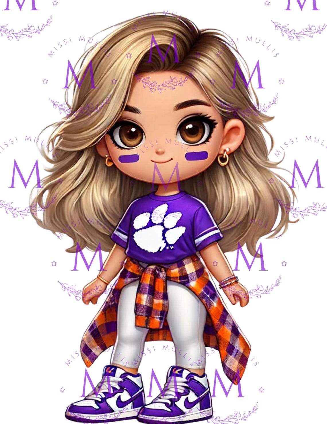 Clemson Tiger Fans Chibi Cartoon Clipart Clemson Tiger Team Spirit ...
