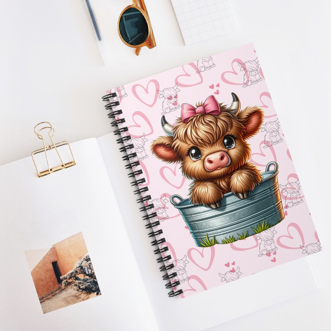 Highland Cow Love Spiral Notebook Ruled Line - Etsy
