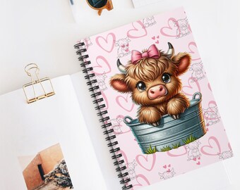 Cute Highland Cow Spiral Bound Journal Cow and Wild Flowers Notebook - Etsy