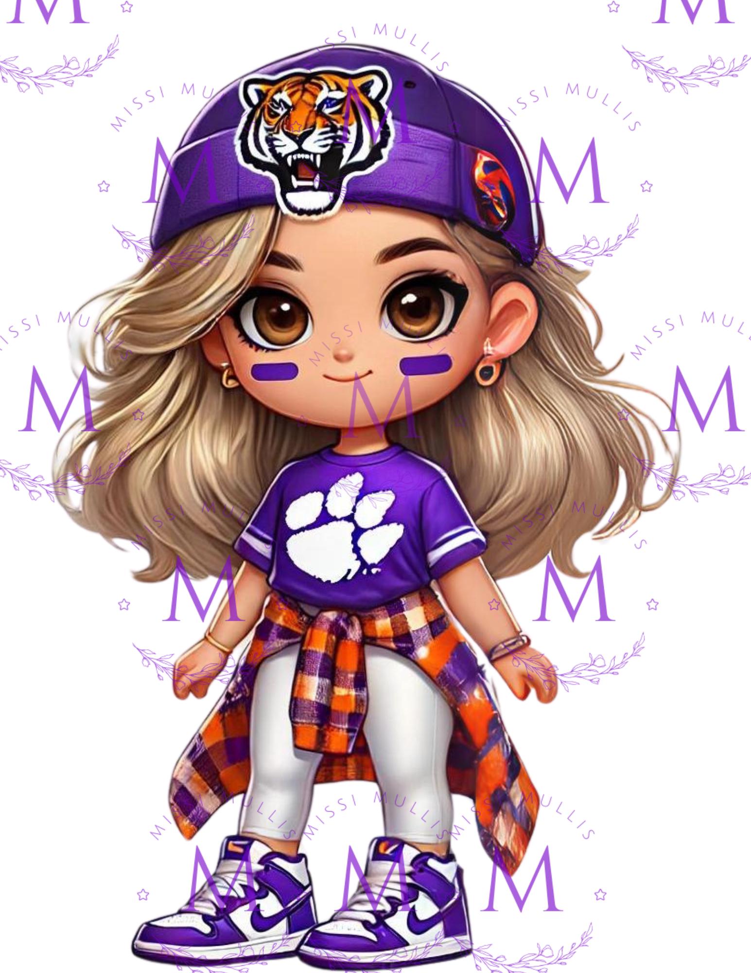Clemson Tiger Fans Chibi Cartoon Clipart Clemson Tiger Team Spirit ...