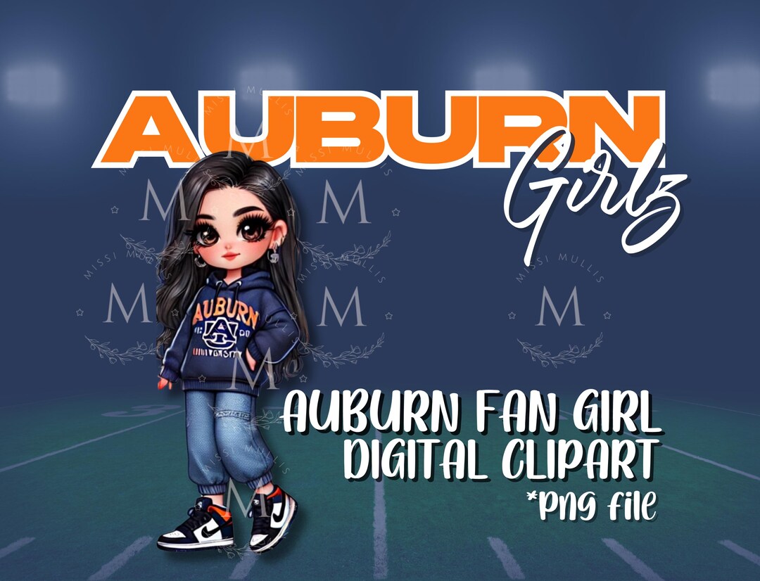 Auburn Tigers Fan Girls Chibi Cartoon Clipart Auburn University Spirit ...