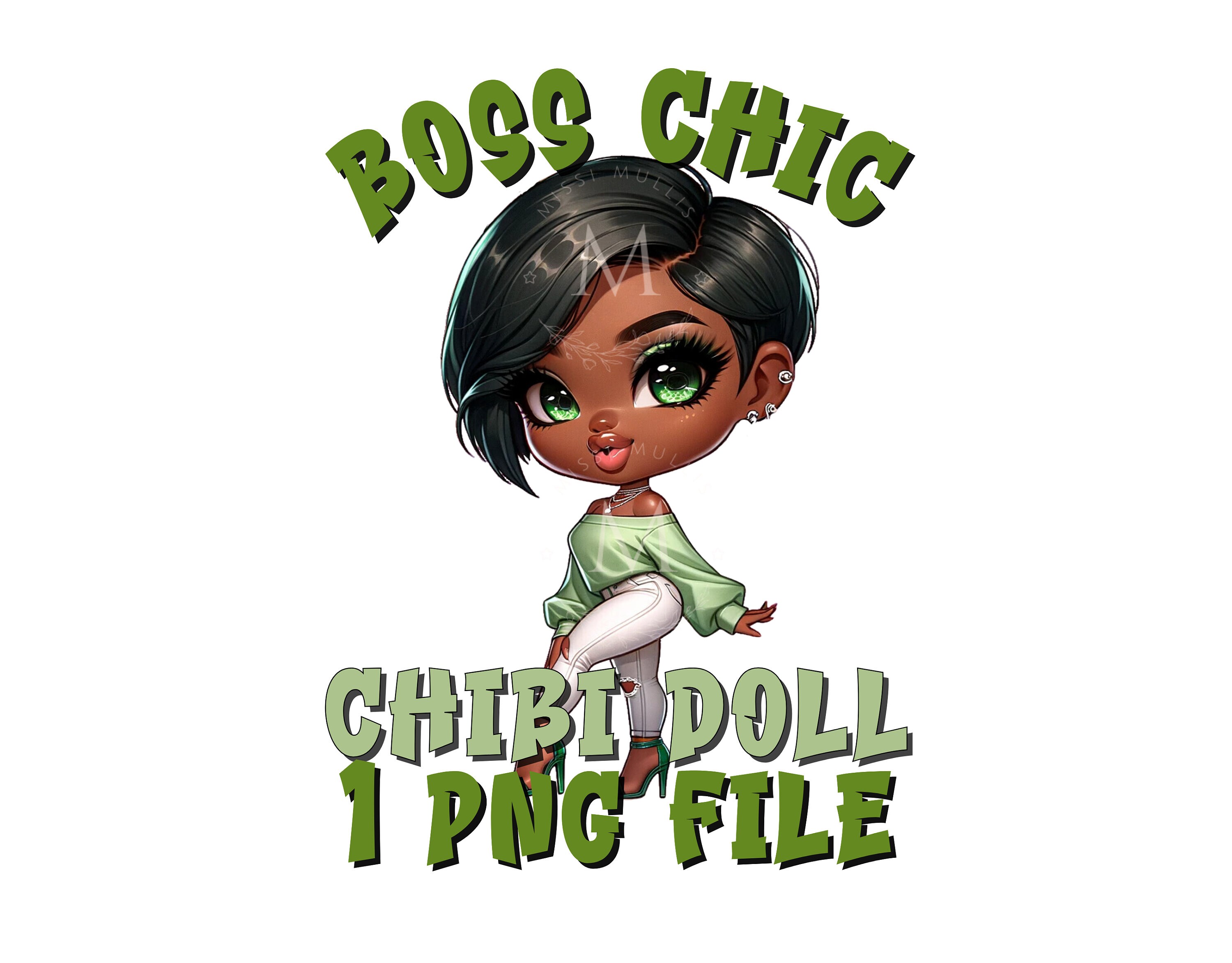 Boss Chic African American Boss Chic Chibi Doll PNG - Etsy