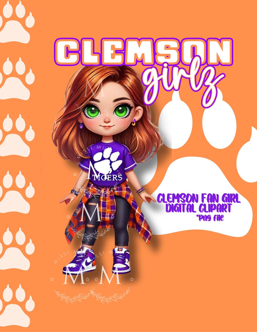 Clemson Tiger Fans Chibi Cartoon Clipart Clemson Tiger Team Spirit ...