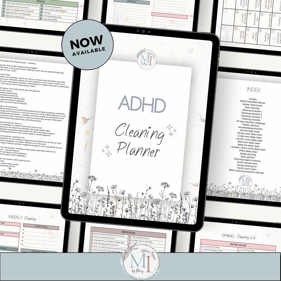 ADHD Cleaning Planner: Decluttering Checklist, Home Reset Workbook ...
