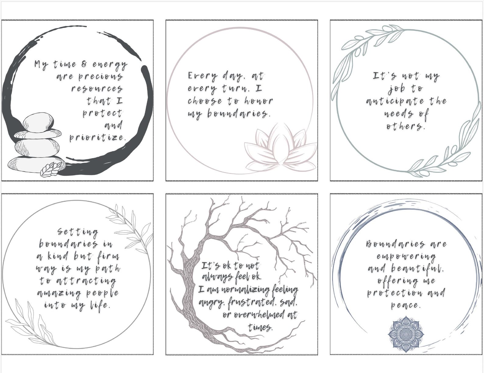 35 Positive Affirmations for Healthy Boundaries | Printable Cards ...