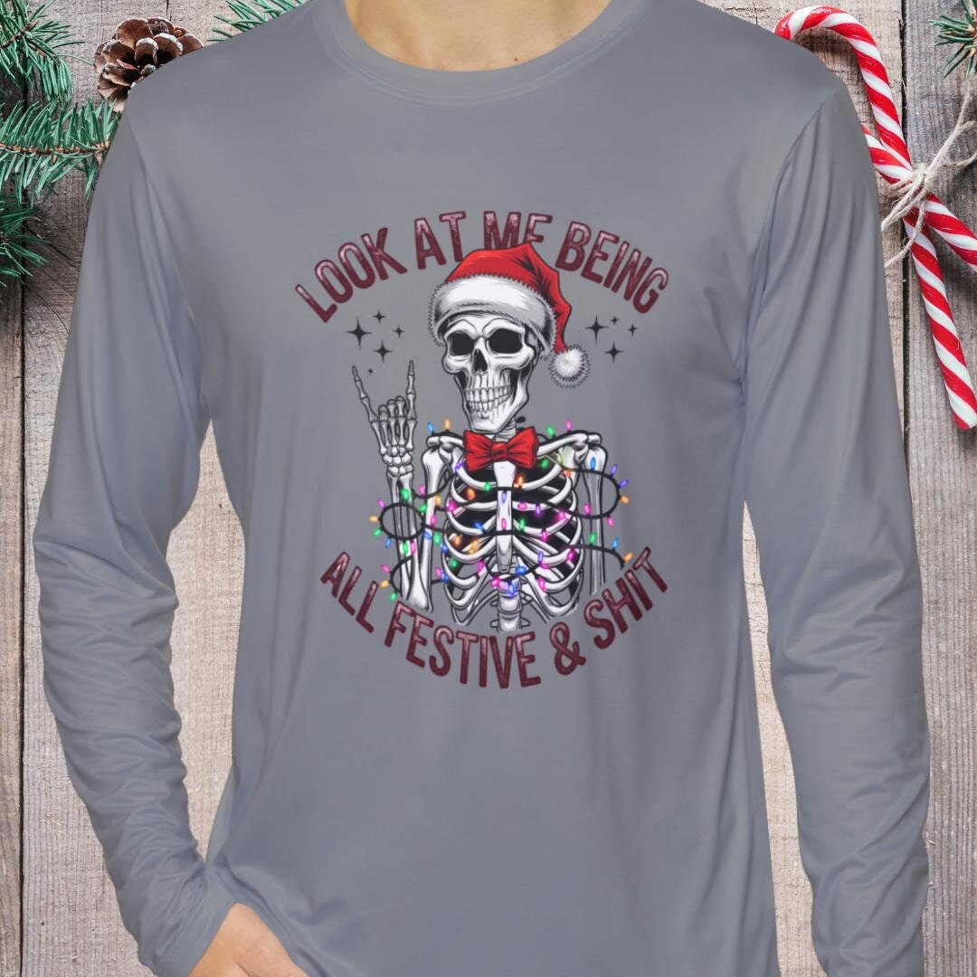 Men's Funny Christmas Long Sleeve Shirt Festive and Hilarious Holiday ...