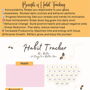 30-day Busy Bee Habit Tracker PDF Build Positive Daily Habits Printable ...