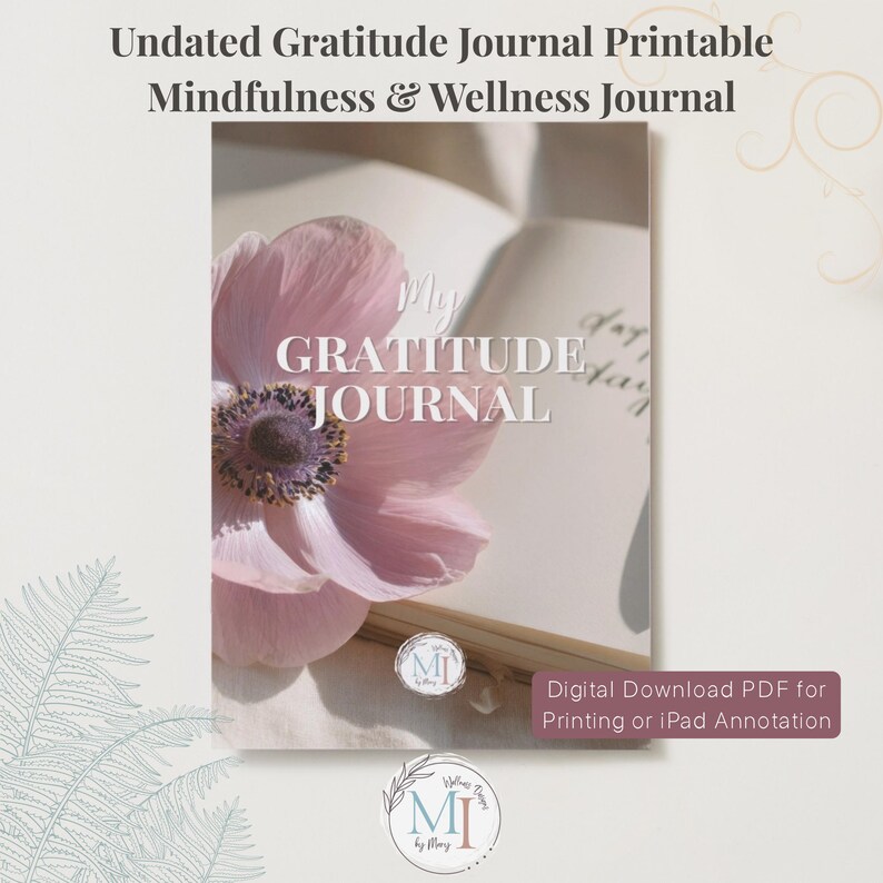 Undated Gratitude Journal Printable | Mindfulness & Wellness Journal ...