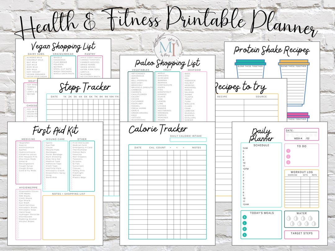 Health & Fitness Printable Planner | Weight, Exercise, and Meal ...
