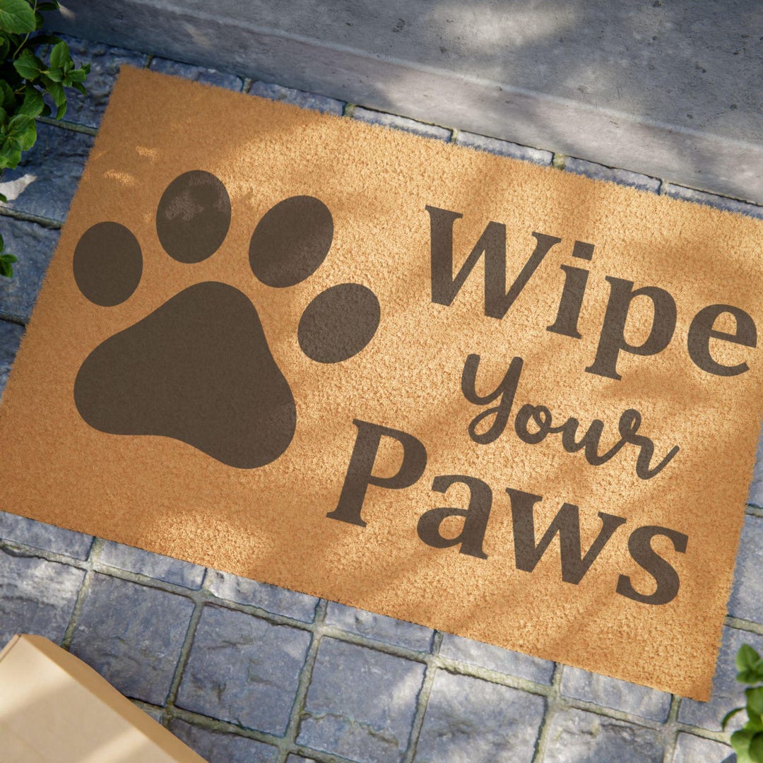 Wipe Your Paws Doormat: Coconut Coir Welcome Mat With Paw Print - Etsy