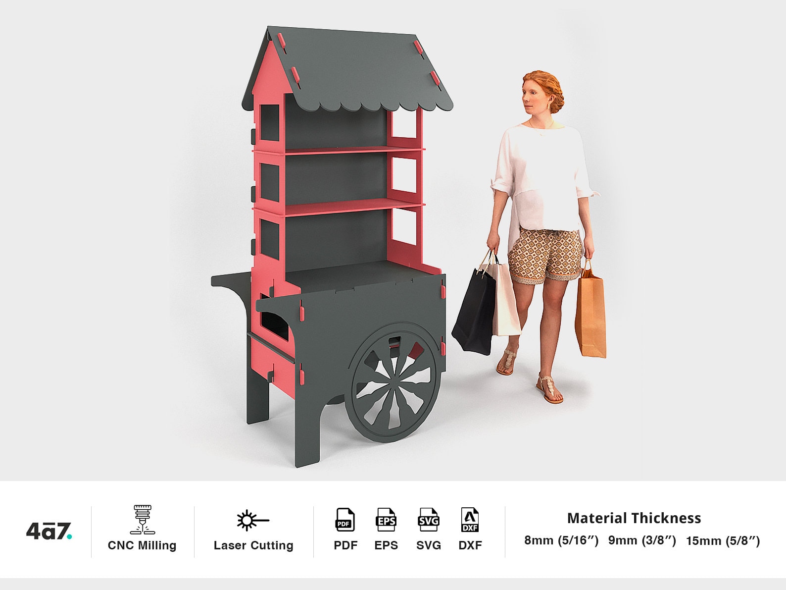 Candy Cart CNC Cut SVG Files. Cake Stand, Catering Cart Plans. Flatpack ...