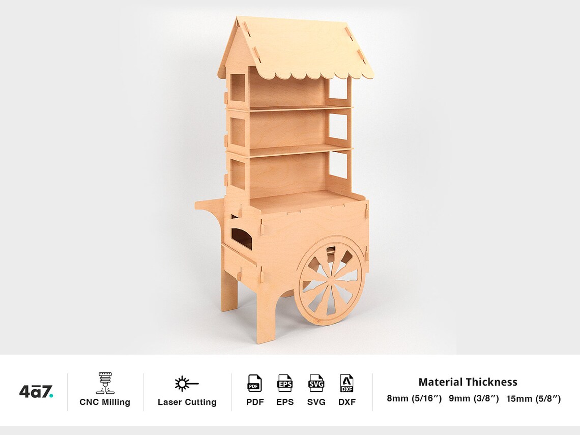 Buy Candy Cart CNC Cut SVG Files. Cake Stand, Catering Cart Plans ...