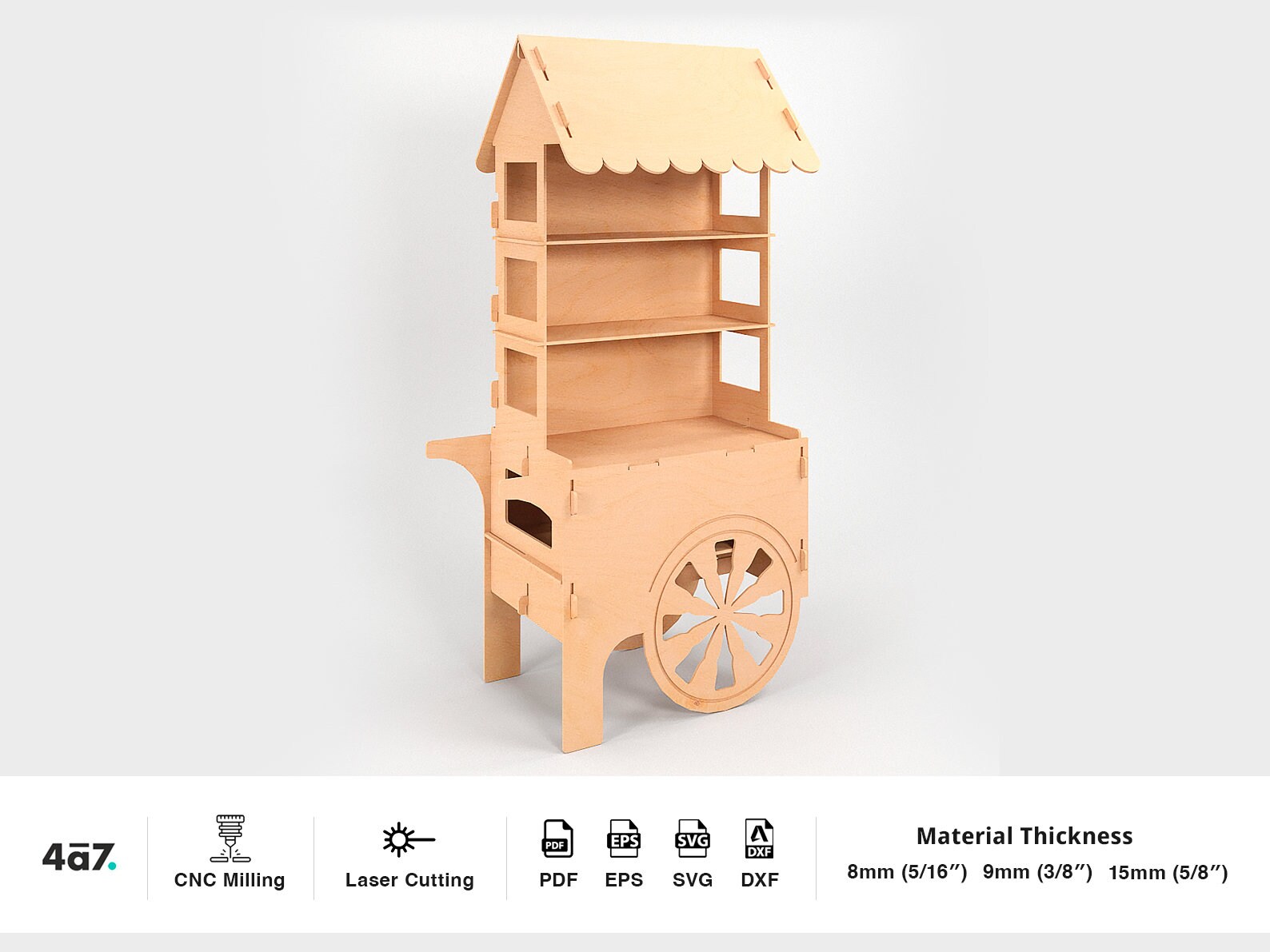 Candy Cart CNC Cut SVG Files. Cake Stand, Catering Cart Plans. Flatpack ...