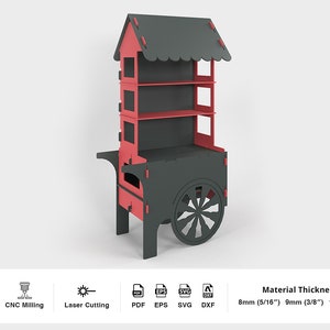 Candy Cart CNC Cut SVG Files. Cake Stand, Catering Cart Plans. Flatpack ...