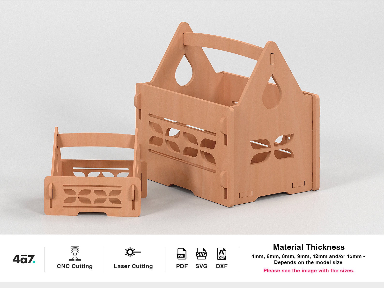 Set of Wooden Basket Digital Files. CNC and Laser Cut Crate Basket File ...