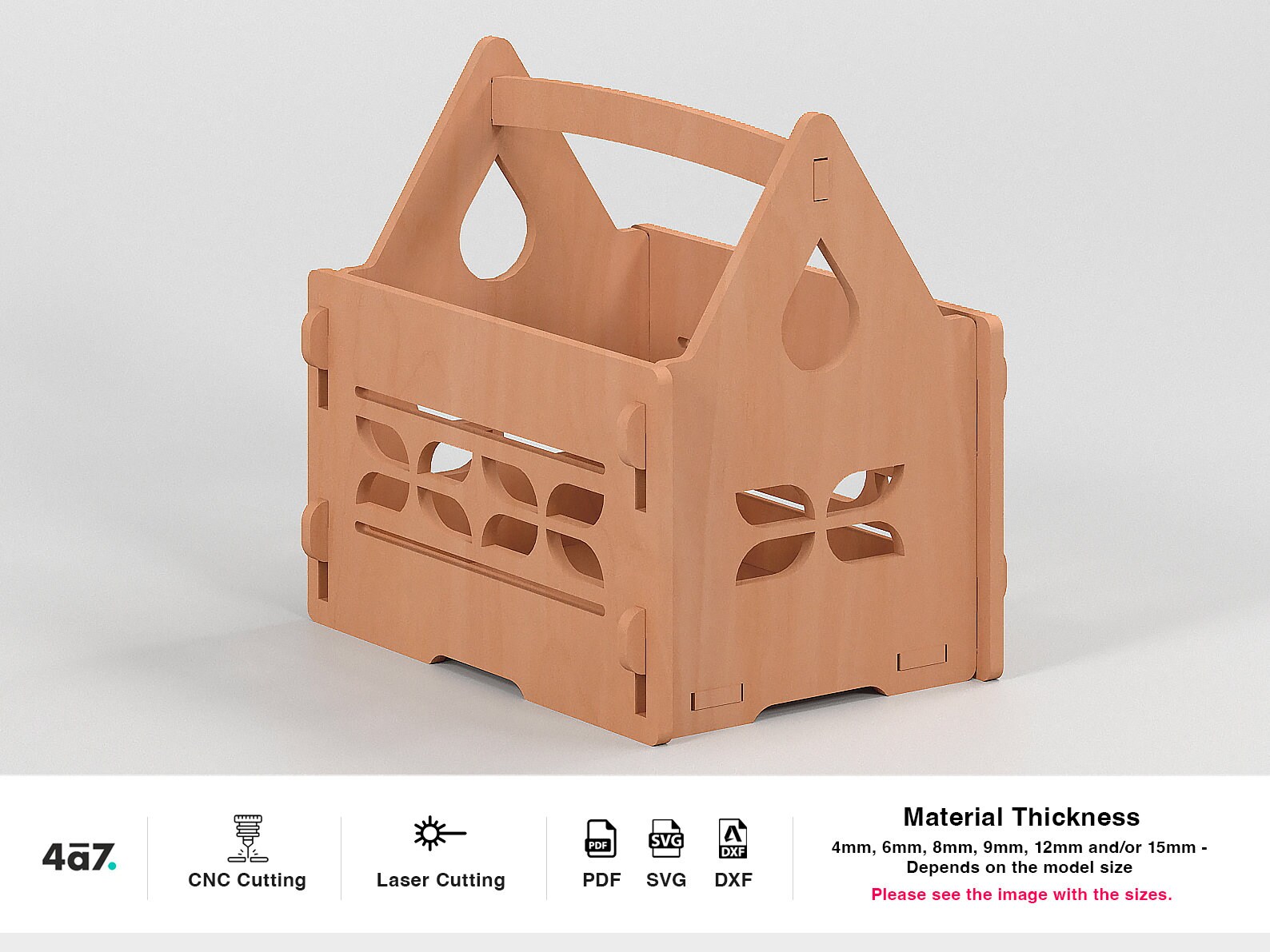 Set of Wooden Basket Digital Files. CNC and Laser Cut Crate Basket File ...