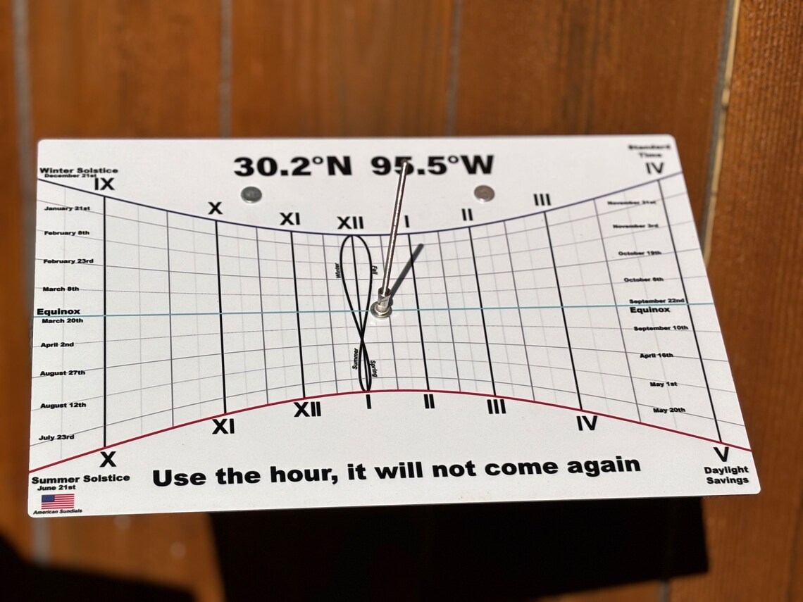 Real Custom Sundial Accurate Time, Date, Solstices, Equinoxes, Analemma ...
