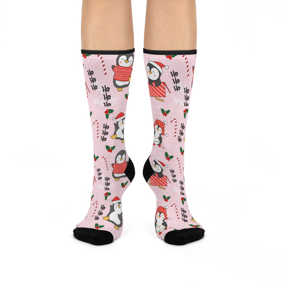 Christmas Penguin Crew Socks - Etsy