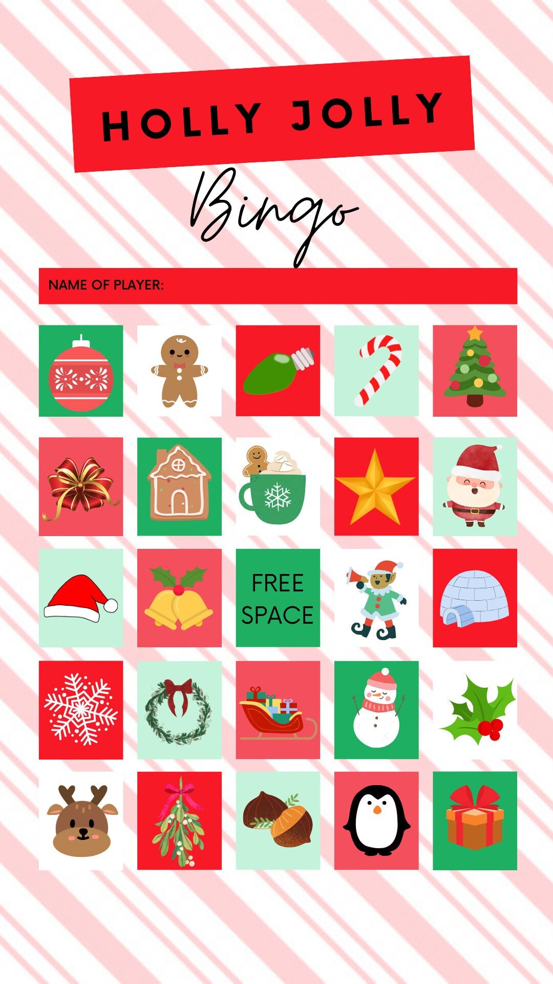 Holly Jolly Christmas Bingo Cards - Etsy