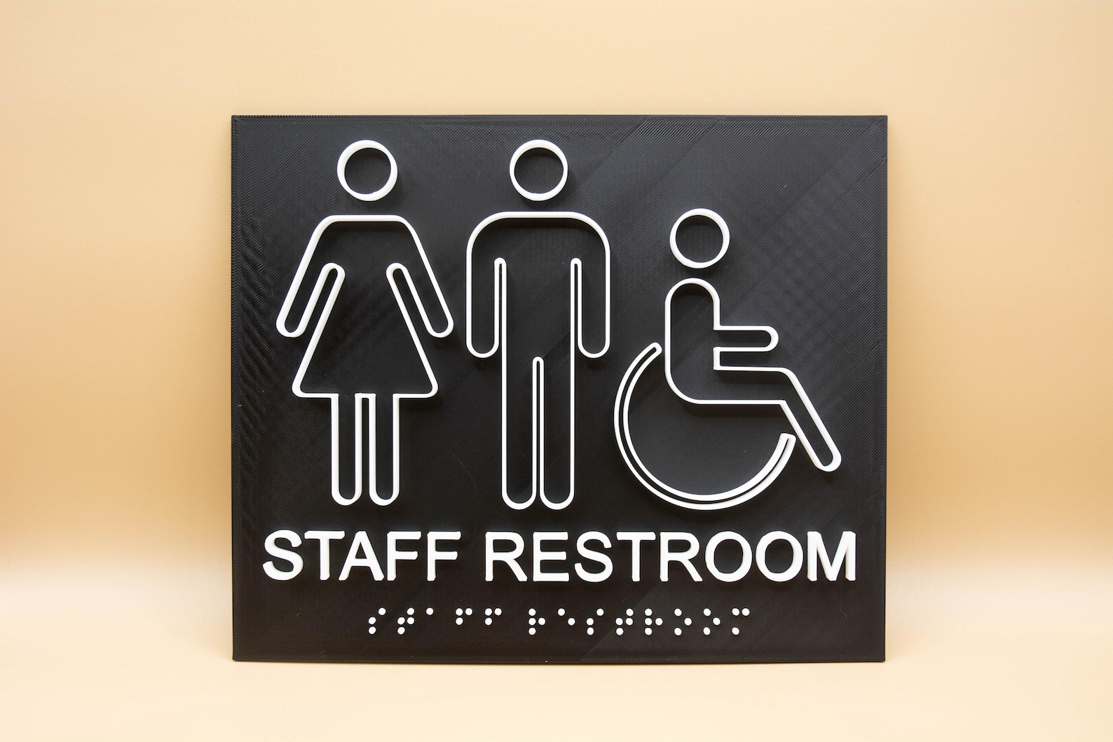Custom Basic 3D Staff Handicap Restroom Toilet Signs Braille Bathroom ...
